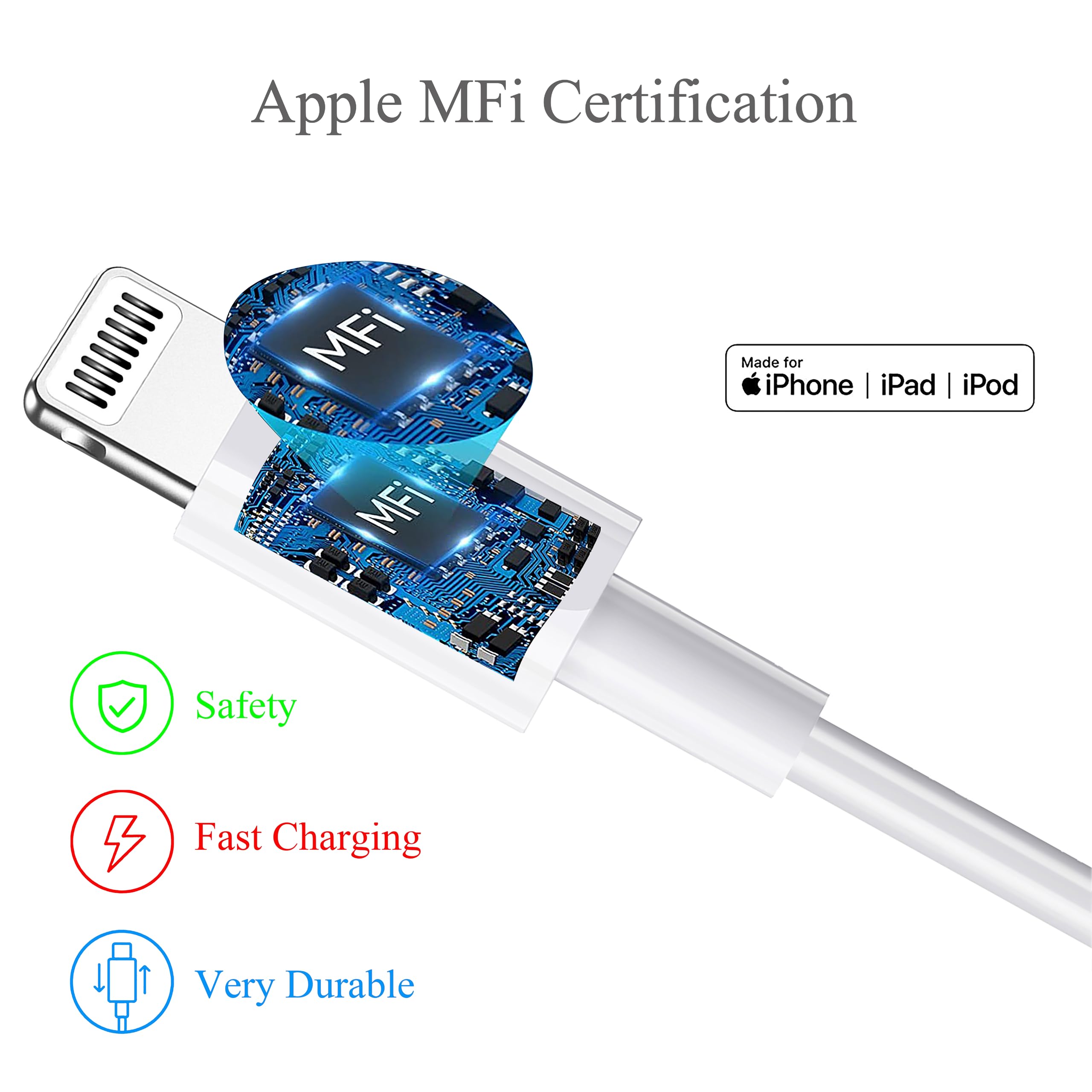 iPhone Charger Cord 3ft Lightning Cable 3Pack Durable Charging Wire Apple MFi Certified for iPhones 14 13 12 11 Pro Max XR XS SE X 8 7 6 5 Plus iPad