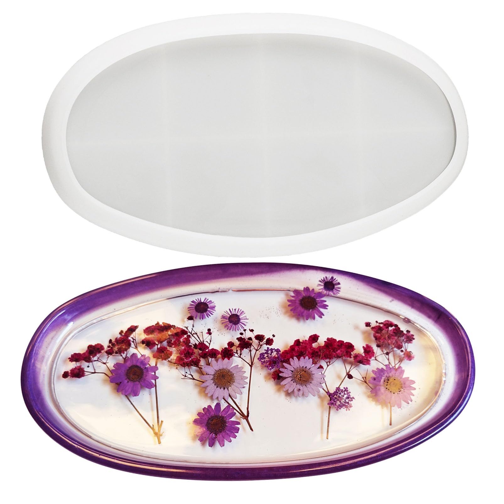 1 Set Of Tray Resin Storage Mold Silicone Molds Epoxy Resin Oval Shaped Plaster Mold Concrete Clay Plate For Cup Fruit Candy Vase Storage Holder Ornament Trinket Container, DIY Making Decor Art Crafts