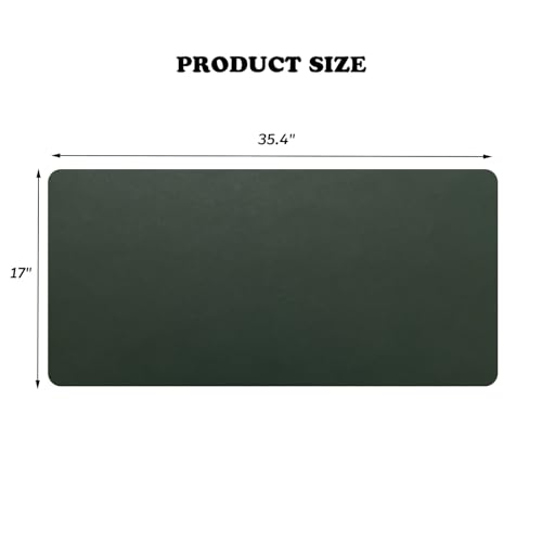 CHIF HAUTH PU Leather Mouse Pad, Desk Pad, Large Mouse Mat, Desk Mat for Office and Home (35.4" x 17", Dark Green)