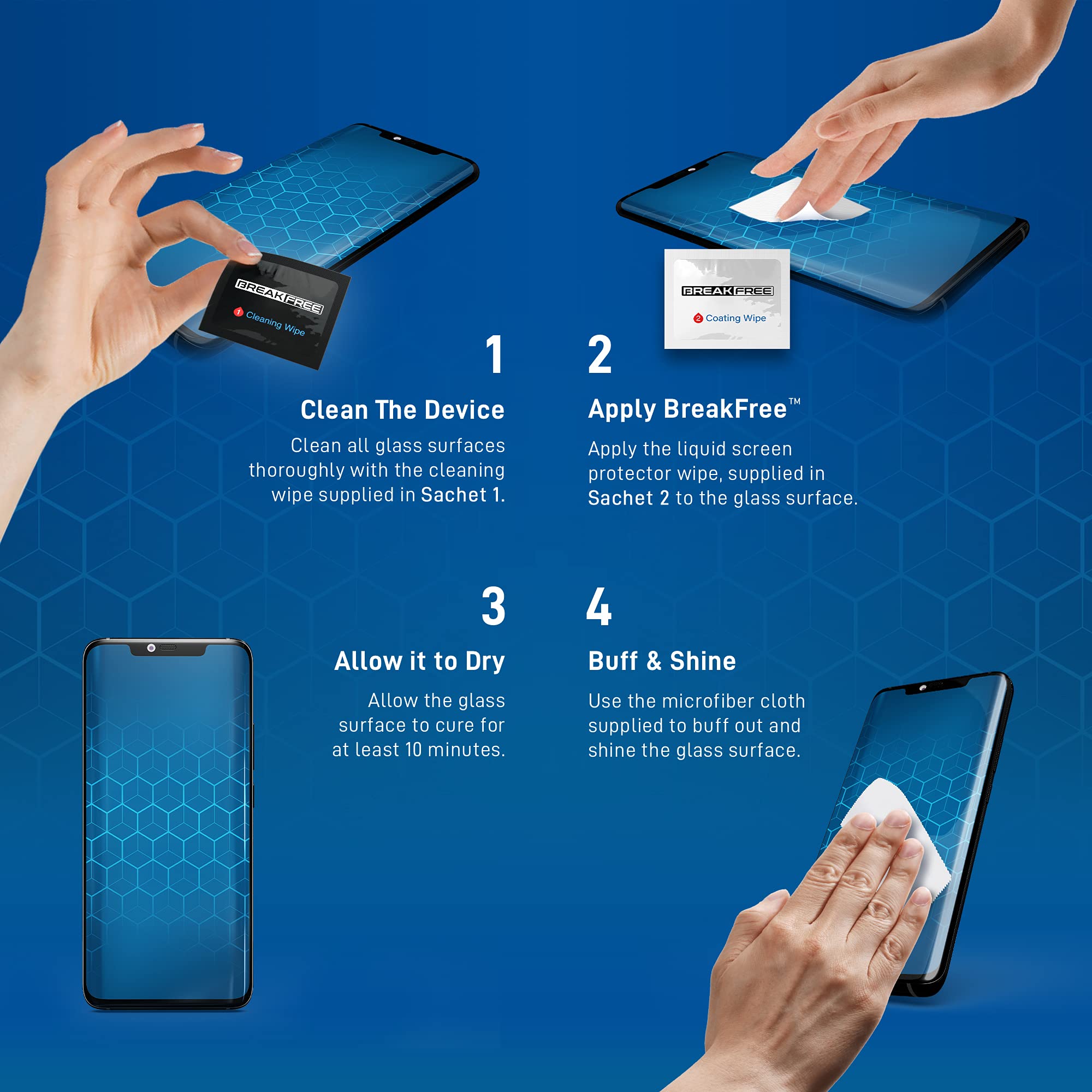 BREAK FREE Liquid Glass Screen Protector With $250 Coverage | Wipe On Scratch and Shatter Resistant Nano Protection for All Phones Tablets and Smart Watches - Universal Compatibility