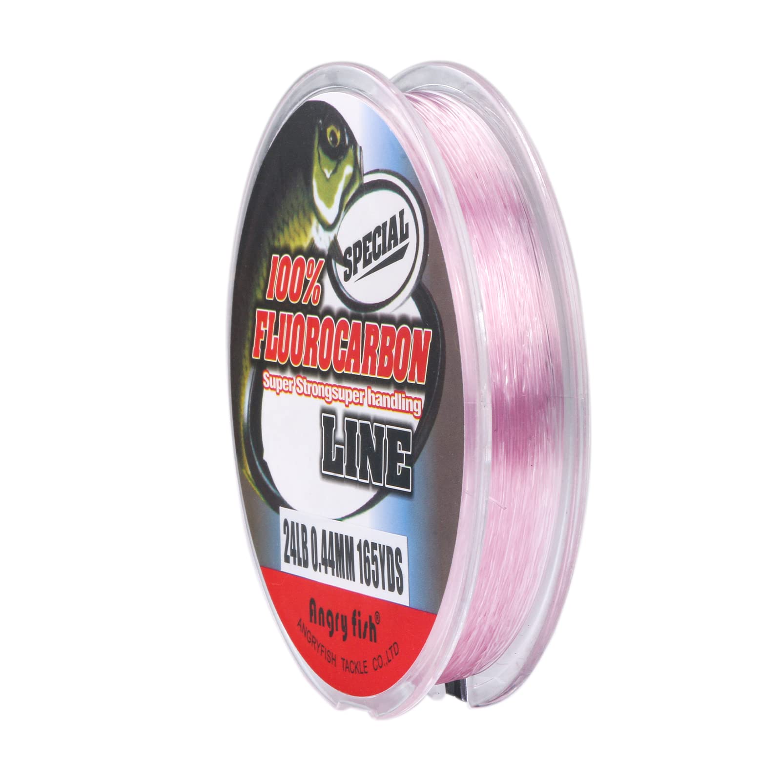 ANGRYFISH 100% Fluorocarbon Fishing Line-Invisible Underwater-Faster Sinking- Ultralow Stretch-Fishing Leader Line 2-30LB(Pink,11LB/0.261MM-165YD)
