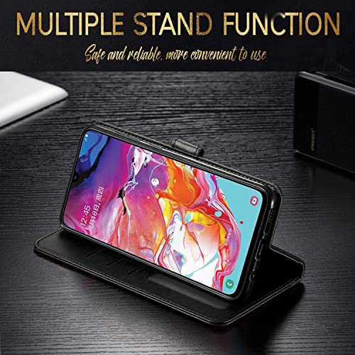 STARSHOP Samsung Galaxy S10E Phone Case, with [Tempered Glass Screen Protector Included] PU Leather Wallet Shockproof Phone Cover Kickstand with Pocket Card Slots Magnet Closure -Dark