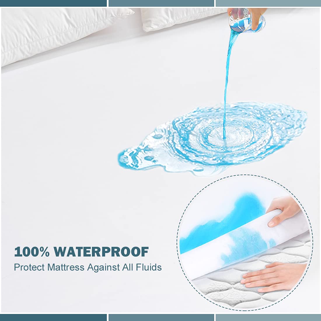 Full Waterproof Mattress Protector Deep Pocket Mattress Cover, Soft Breathable Mattress Pad, Fitted Noiseless Waterproof Bed Cover Stretch to 19"