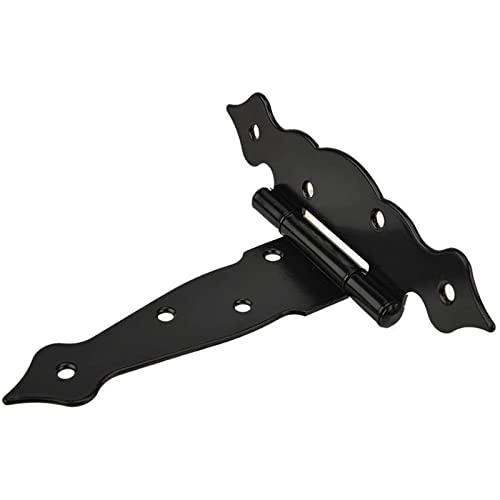 Garden Gate Hinges,Tee Shed Hinge, 4pc 6 Inch T-Shaped Flower Hinge, Slotted Bearing Door Paint Hinge for Wood Fence Decoration Classic Hinge with Screws Hinges