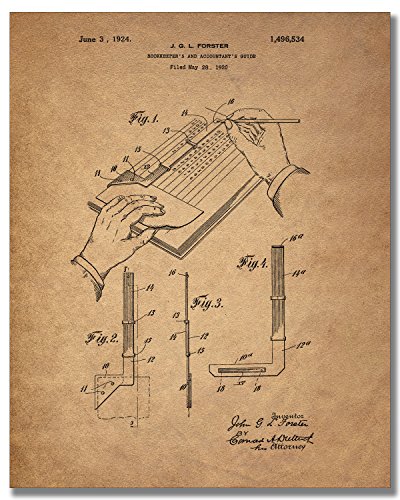 Accountant Patent Print - Set Of 4 Office Decor Photos - Bookkeeper Ledger