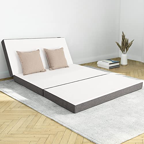 Molblly Folding Mattress, 6 inch Tri-Folding Memory Form Mattress, Portable Trifold Mattress with Washable Cover, Non-Slip Bottom Camping Mattress, Full Size - 73"x52"x6"