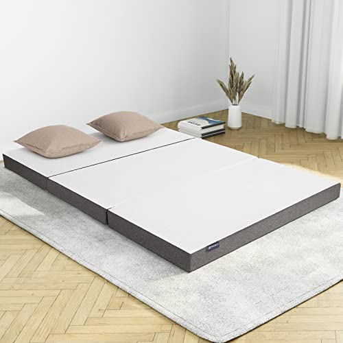 Molblly Folding Mattress, 6 inch Tri-Folding Memory Form Mattress, Portable Trifold Mattress with Washable Cover, Non-Slip Bottom Camping Mattress, Full Size - 73"x52"x6"