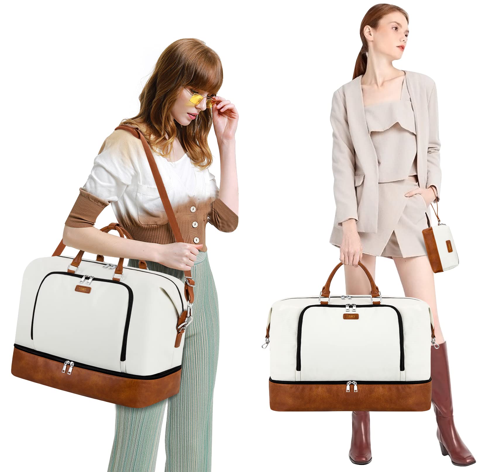 Travel Weekender Bag for Women, Overnight Bag with Shoe Compartment Oversized Travel Duffel Bag Carry On Tote 21"