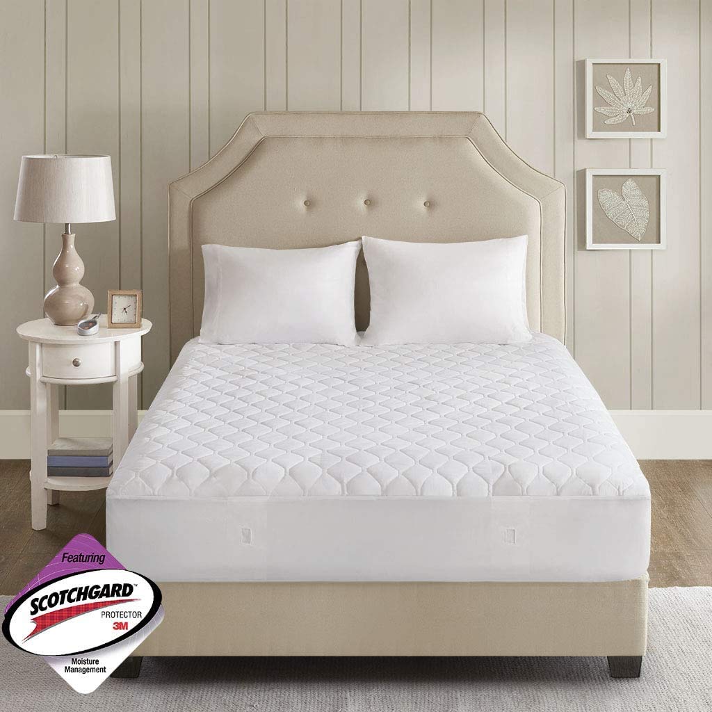 Beautyrest 3M Scotchgard Heated Mattress Pad - Electric Bed Warmer with 5 Heat Settings, 10 Hr Auto Shut Off Timer, All Around Elastic Deep Pocket, UL Certified, Machine Washable, White Twin XL