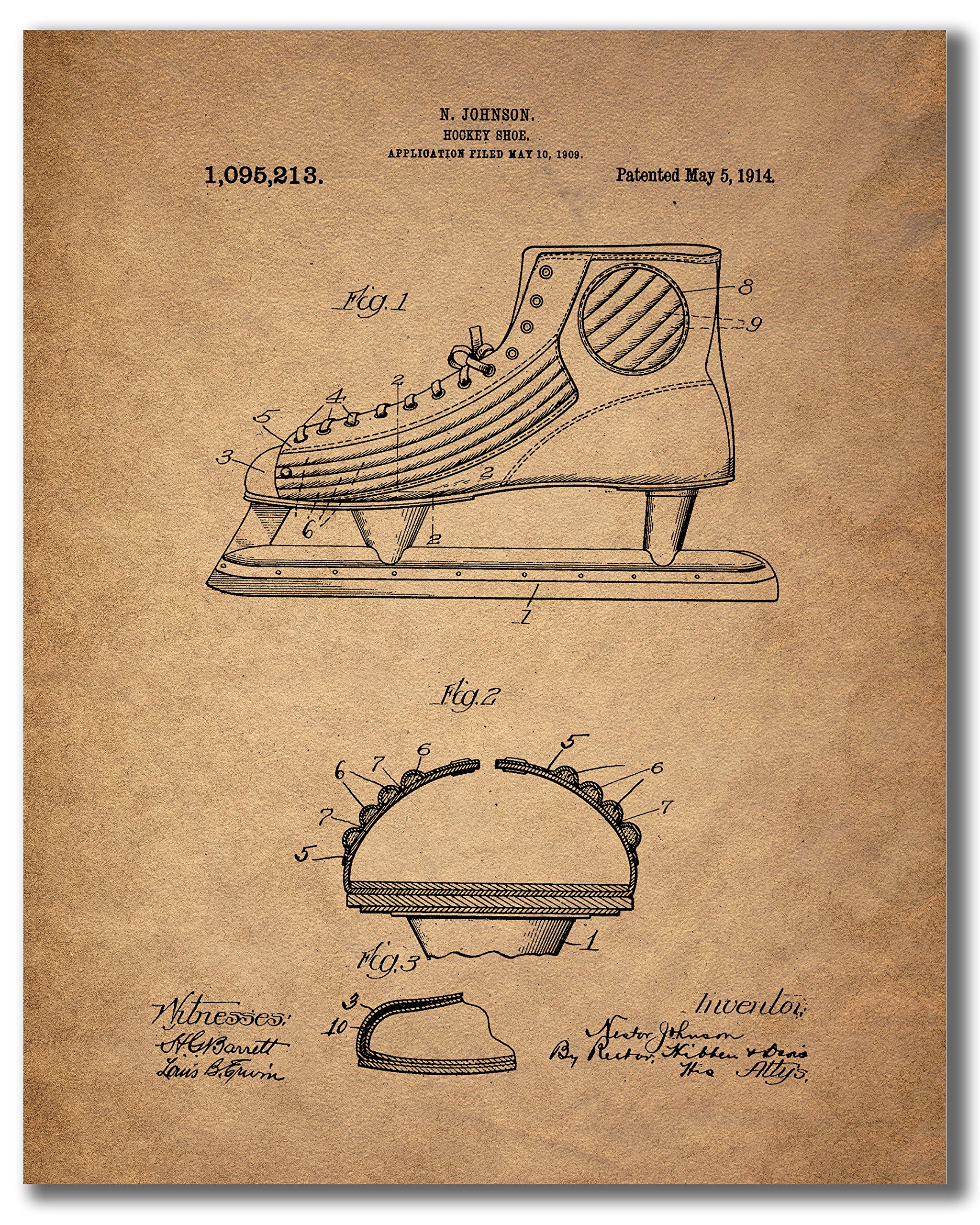 Hockey Patent Prints - Set Of 6 Vintage Wall Art Photos
