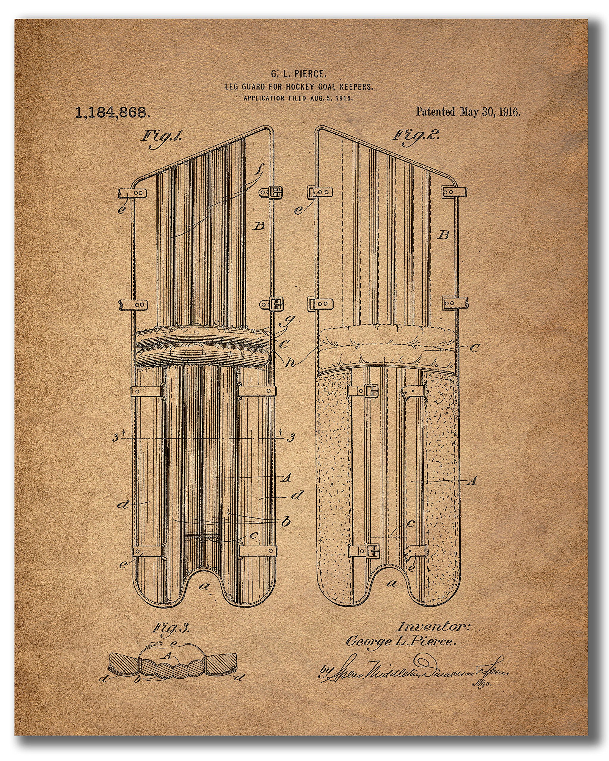 Hockey Patent Prints - Set Of 6 Vintage Wall Art Photos