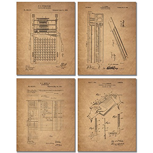 Accountant Patent Print - Set Of 4 Office Decor Photos - Bookkeeper Ledger