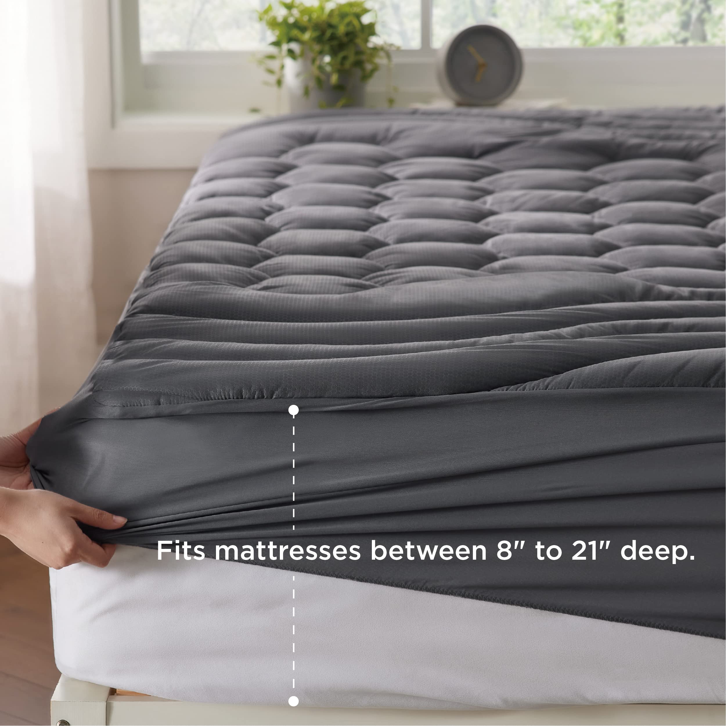 Bedsure Grey Twin XL Mattress Pad - Soft Mattress Topper for College Dorm Room Essentials, Extra Long Twin Bed Cover Protector with 8-21 Inches Deep Pocket, Washable, Grey, 39x80 Inches