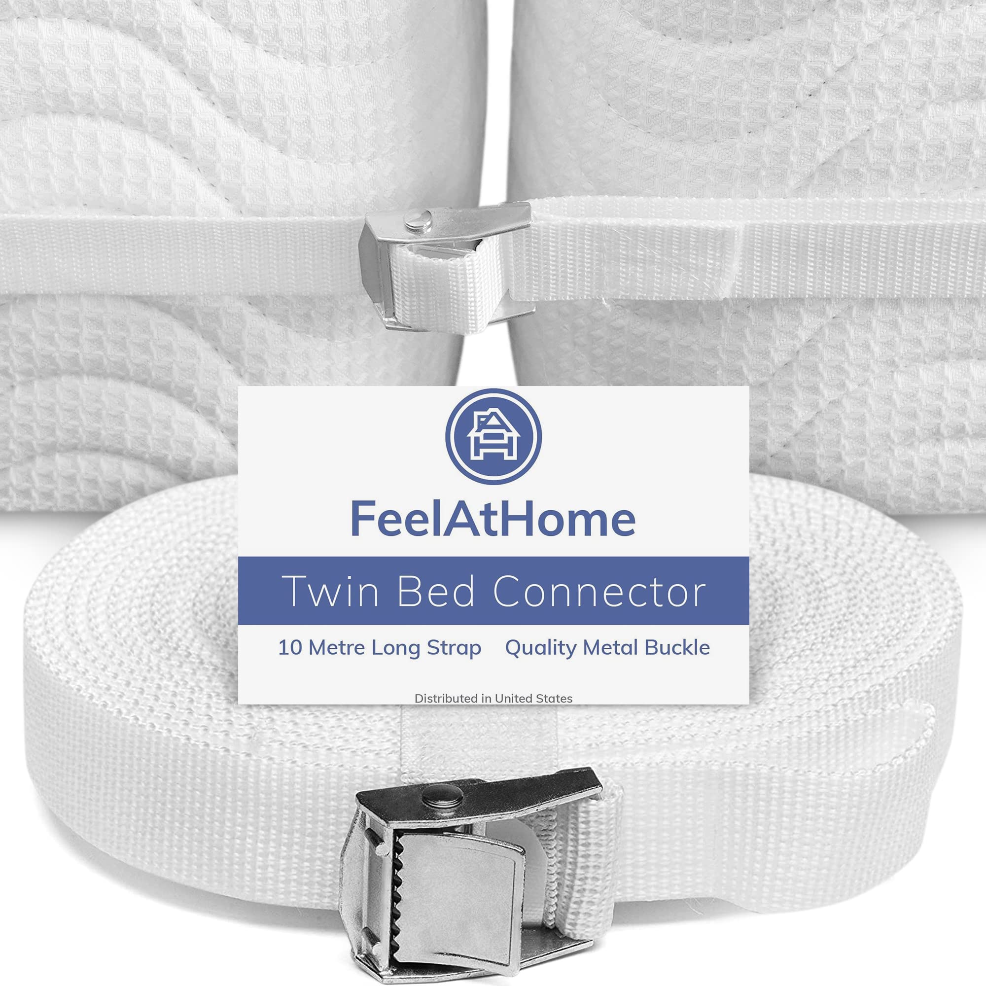 FeelAtHome Twin Bed Converter - Twin to King Mattress Joiner, 33ft Long Connecting Strap