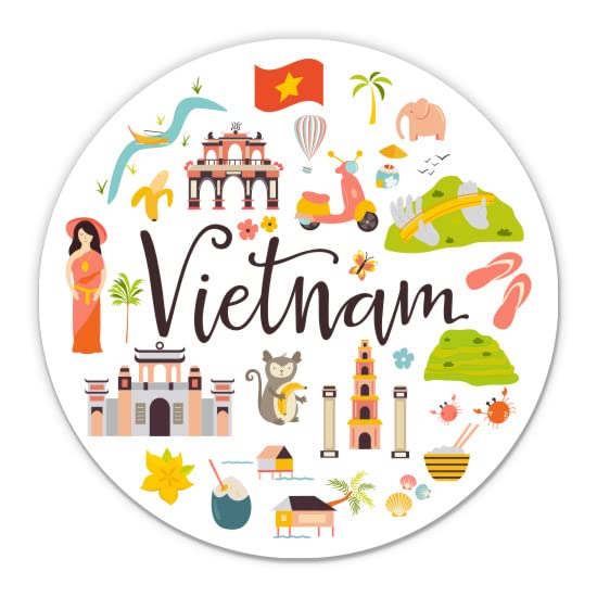 Vietnam Travel - 5" Vinyl Sticker - for Car Laptop I-Pad - Waterproof Decal