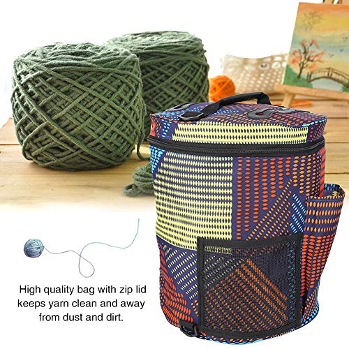 ZJchao Knitting Bag for Yarn Storage, Anti-Static Oxford Cloth Portable Knitted Round Storage Yarn Box Pocket for Accessories and Slits on Top to Protect Yarn and Prevent Pestering
