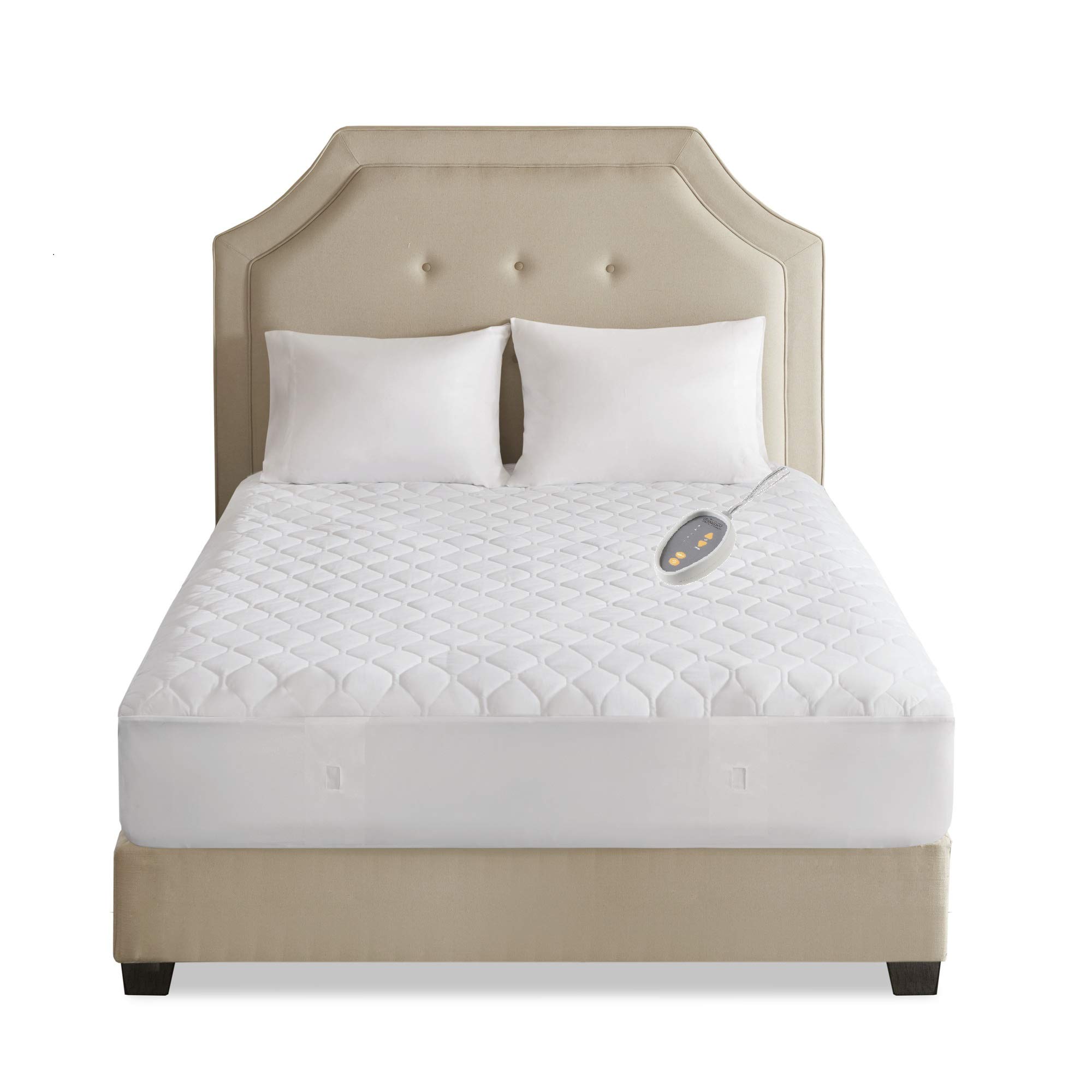 Beautyrest 3M Scotchgard Heated Mattress Pad - Electric Bed Warmer with 5 Heat Settings, 10 Hr Auto Shut Off Timer, All Around Elastic Deep Pocket, UL Certified, Machine Washable, White Twin XL