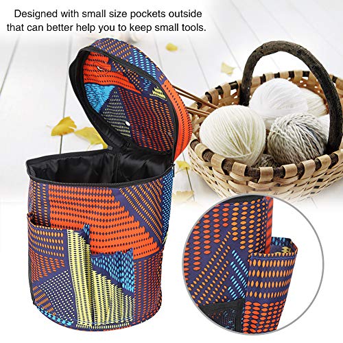 ZJchao Knitting Bag for Yarn Storage, Anti-Static Oxford Cloth Portable Knitted Round Storage Yarn Box Pocket for Accessories and Slits on Top to Protect Yarn and Prevent Pestering