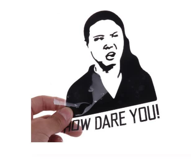 Aokannavi Greta Thunberg How Dare You Laptop Window Car Bumper Helmet Water Bottle - Sticker Graphic - Weatherproof & Long Lasting Sticker (2 Pieces)