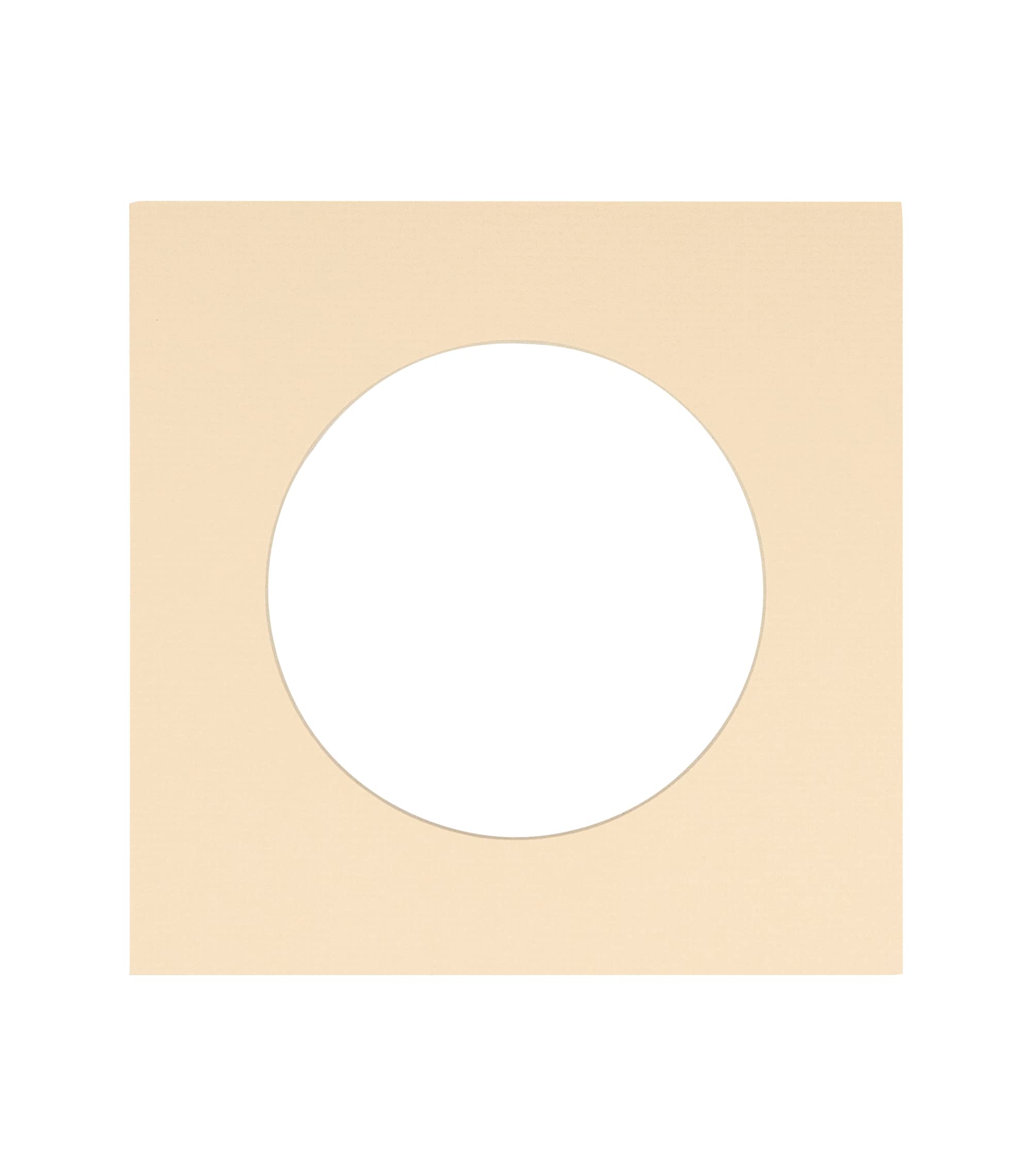 14x14 Mat Bevel Cut for 10x10 Photos - Precut Beige Circle Shaped Photo Mat Board Opening - Acid Free Matte to Protect Your Pictures - Bevel Cut for Family Photos, Pack of 1 Matboard