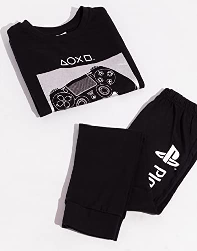 PlayStation Pajamas Boys Kids Long Sleeve Black Controller T Shirt Bottoms 7-8 years
