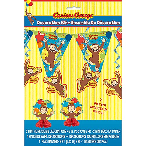 Unique Party Decorating Kit | Curious George | 7 Pcs, 96" X 11", Multi