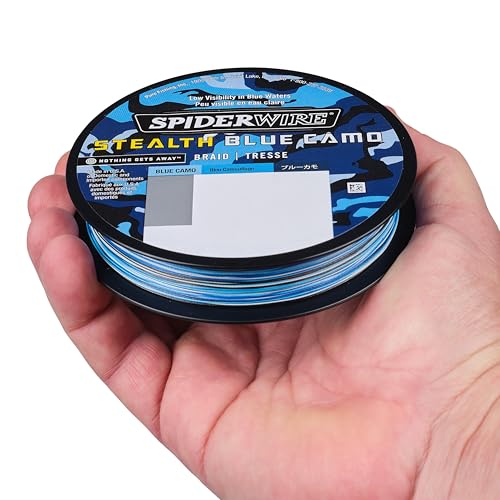 SpiderWire Stealth® Superline, Blue Camo, 30lb | 13.6kg, 200yd | 182m Braided Fishing Line, Suitable for Saltwater and Freshwater Environments