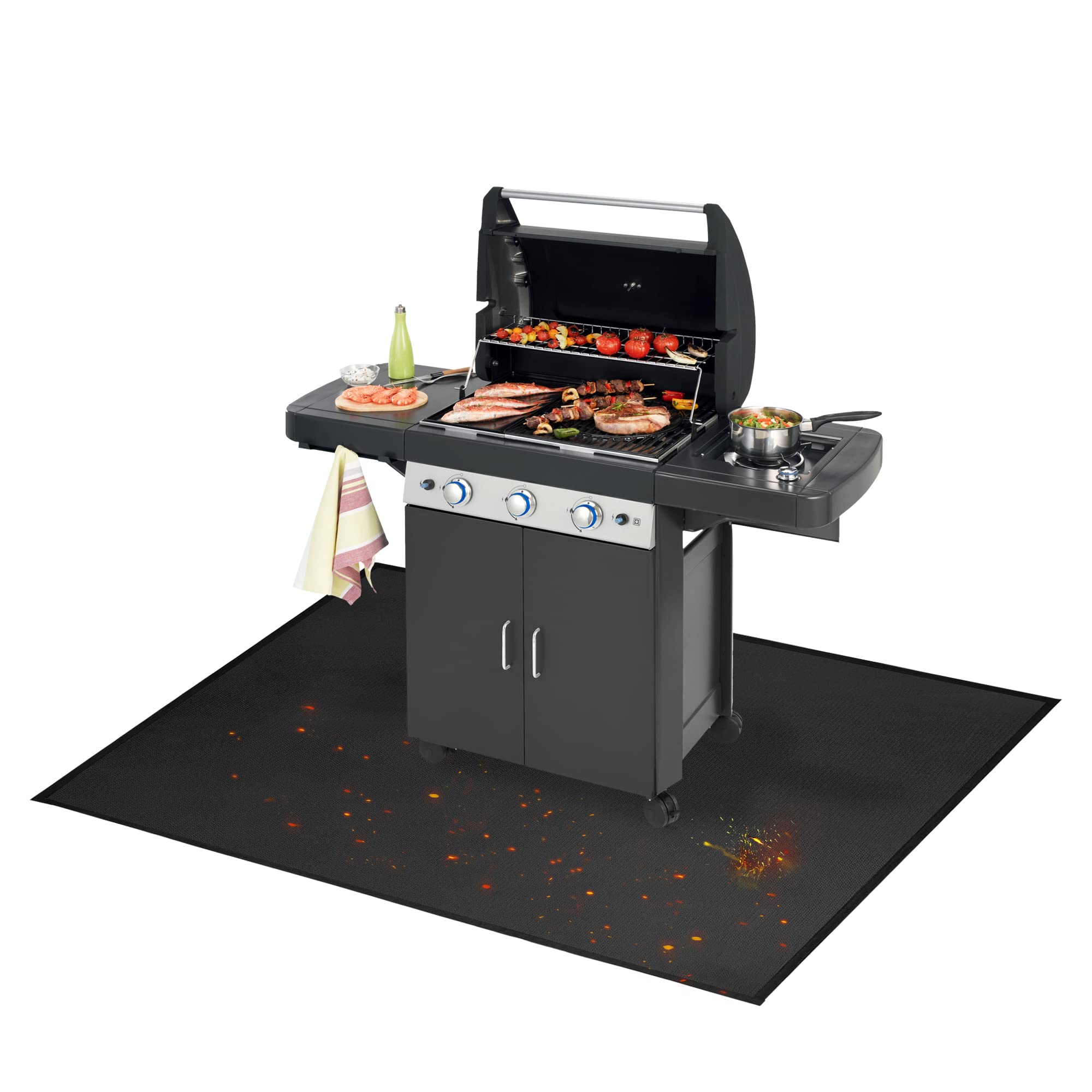 MIFADFAO Grill Fire Pit Mat, Large Under Grill Mats 40X50 Inch Deck and Patio Protective Grill Mat Fireproof Oil-Proof Mats for Fire Pit Grill Mats for Charcoal, Gas Grills, Smokers, BBQ