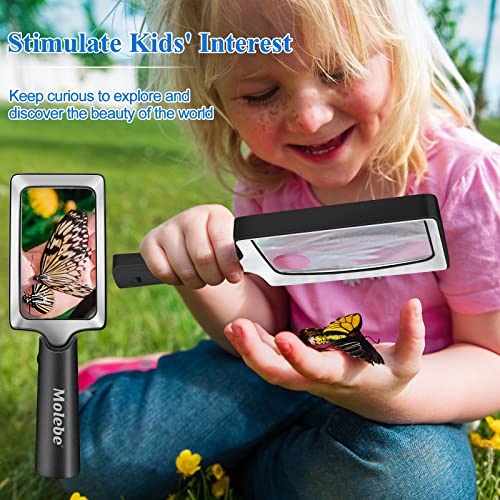 Magnifying Glass with Light, 4X 10X Magnifier with 20 Anti-Glare and Dimmable LED Lights Provides Evenly-Lit Viewing Area for Low Vision Seniors