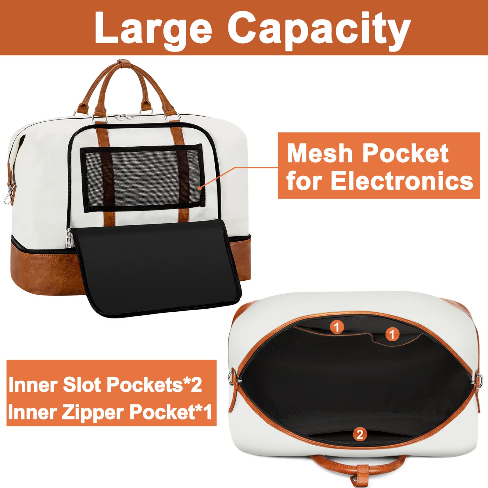 Travel Weekender Bag for Women, Overnight Bag with Shoe Compartment Oversized Travel Duffel Bag Carry On Tote 21"