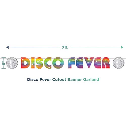 70's Party Disco Fever Hanging Banner Garland and Disco Ball 2-Sided Cutouts Set (21 Pieces Total)