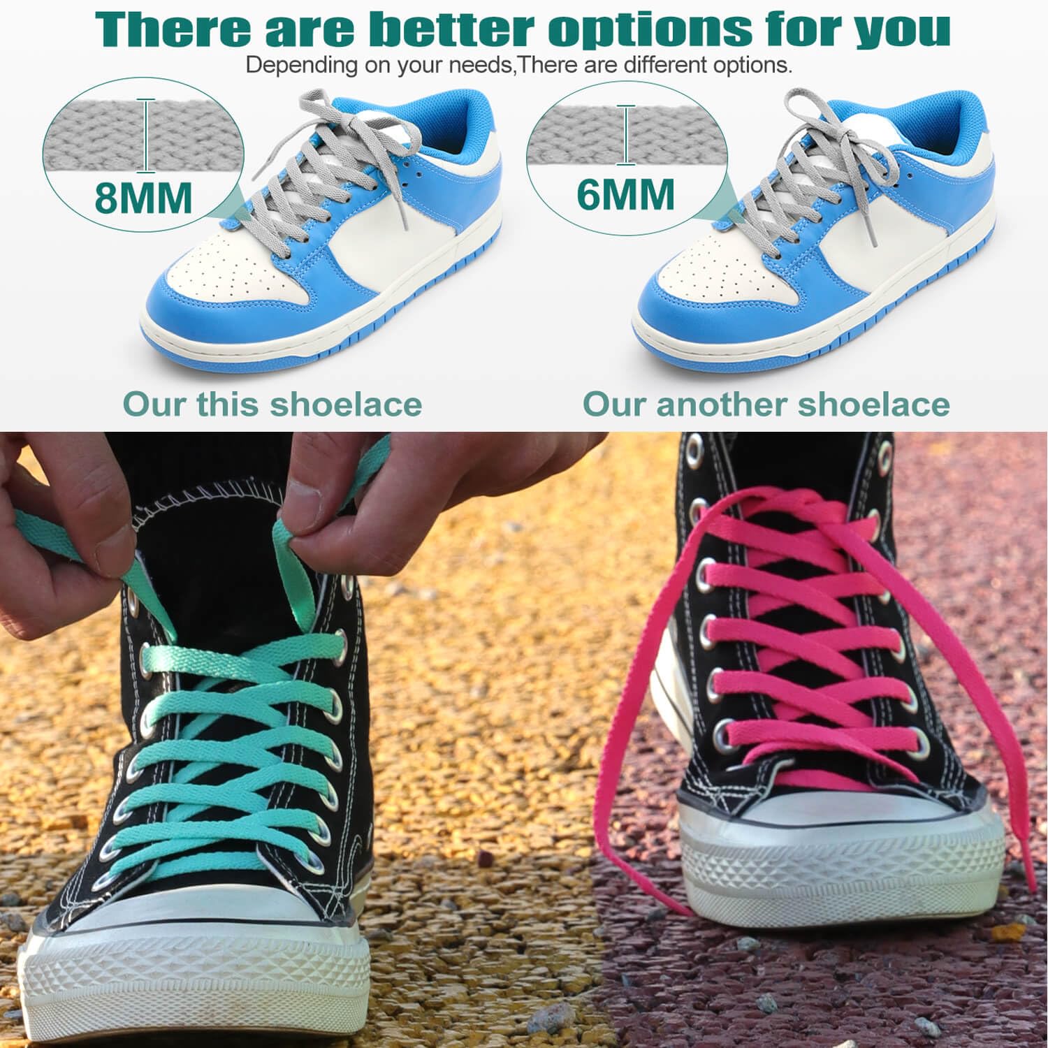 DELELE 2 Pair 24 inch Flat Shoe laces 5/16" Wide Shoelaces for Athletic Running Sneakers Shoes Boot Strings White