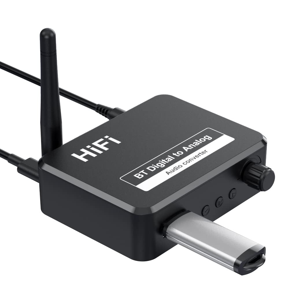 BOLS 192KHz Digital to Analog Audio Converter 5.2 Bluetooth Receiver DAC Wireless Audio Adapter with Optical/Coaxial to 3.5mm Audio Output for TVs, Game Consoles, CD Players, MP3 etc.