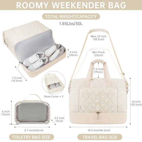 ETRONIK 30L Women's Travel Duffle Bag with 17-inch Laptop Compartment, Shoe Pocket & Toiletry Bag