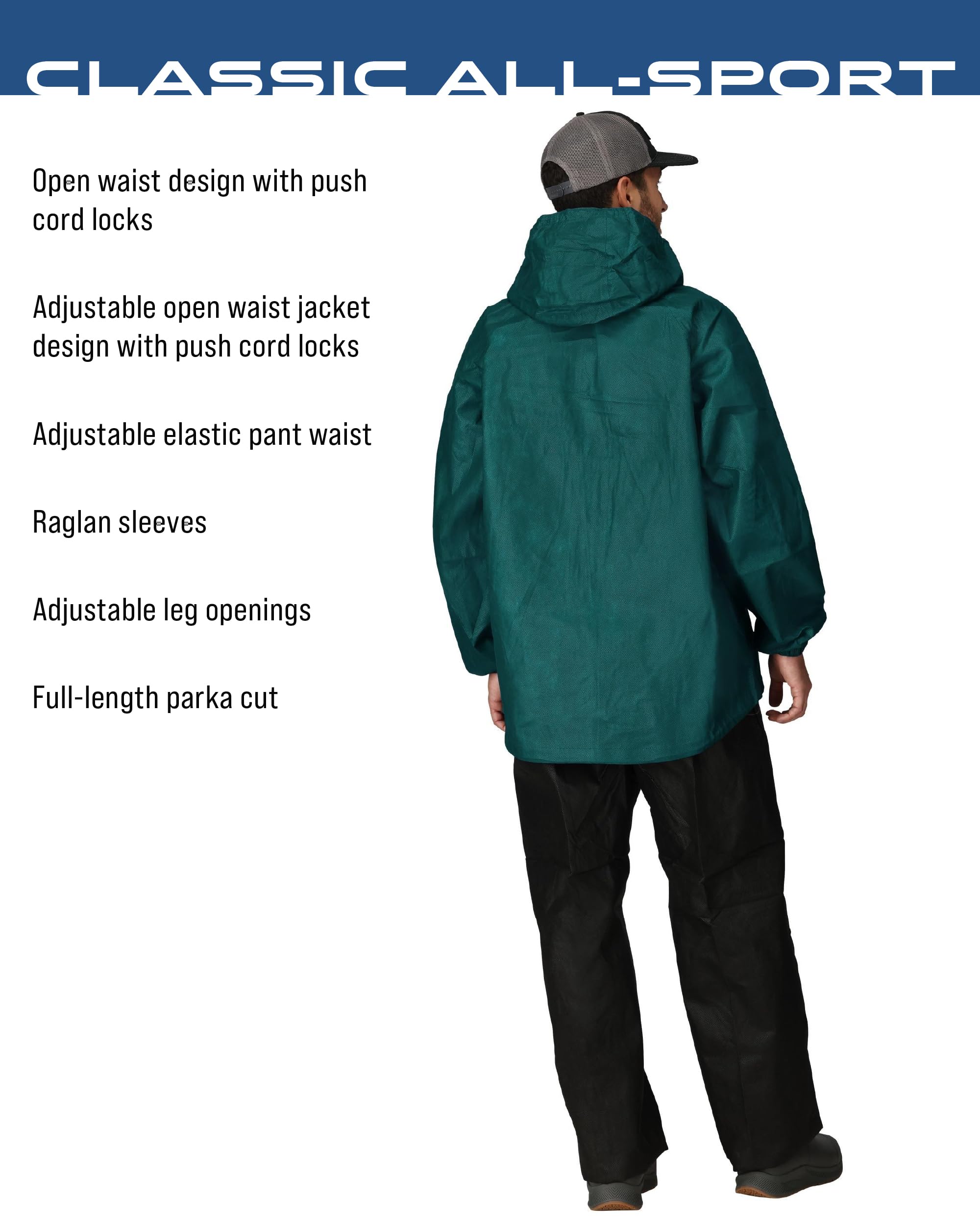 FROGG TOGGS Men's Standard Classic All-Sport Waterproof Breathable Rain Suit, Dark Green/Black, X-Large