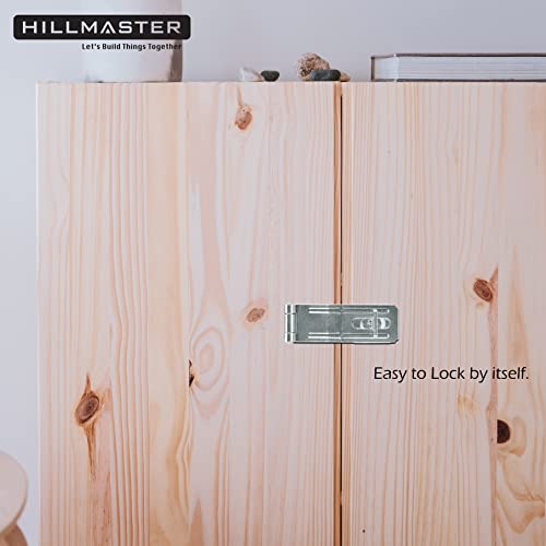 HILLMASTER 2 Pack Swivel Staple Safety Hasps, 4-1/2" Gate Door Hasp Latch with Twist Knob Safety Padlock Clasp Lock for Fence, Gate, Cabinet, Barn Door, Shed, Zinc Plated