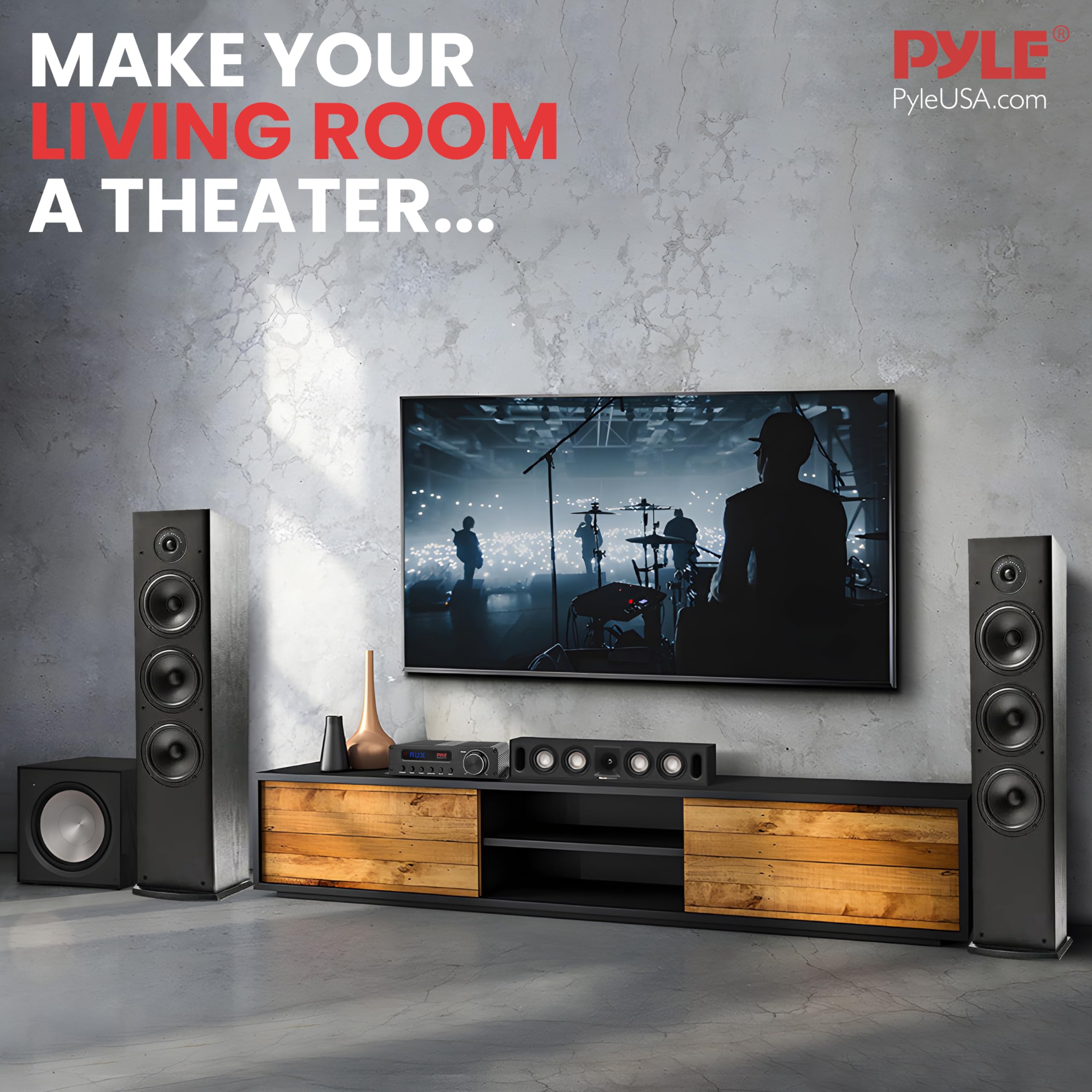 Pyle 100W 5 Channel Audio Amplifier - Wireless Bluetooth Home Theater Power Stereo Receiver with Surround Sound w/HDMI, AUX, FM Antenna, Subwoofer Speaker Input, 12V Adapter - PFA540BT.6