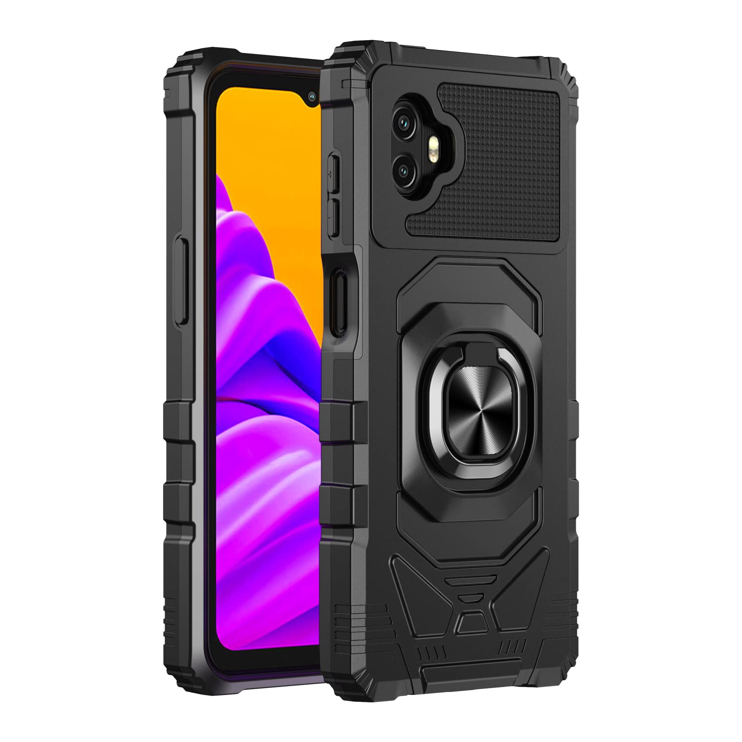Customerfirst Case for Samsung Galaxy Xcover6 Pro, with Screen Protector, Ring Stand for Magnetic Car Mount, Military Grade Shockproof Protective Phone Cover for Xcover 6 Pro (Black)