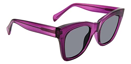 Steve Madden Women's Female Sunglasses Style Manzo Cat Eye, Crystal Purple/Solid Smoke, 55mm, 22mm