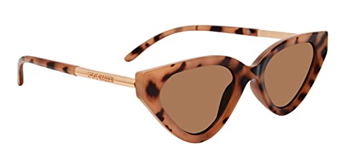 Steve Madden Women's Female Sunglasses Style Kamie Cat Eye, Milky Tortoise/Gold/Solid Brown, 52mm, 22mm