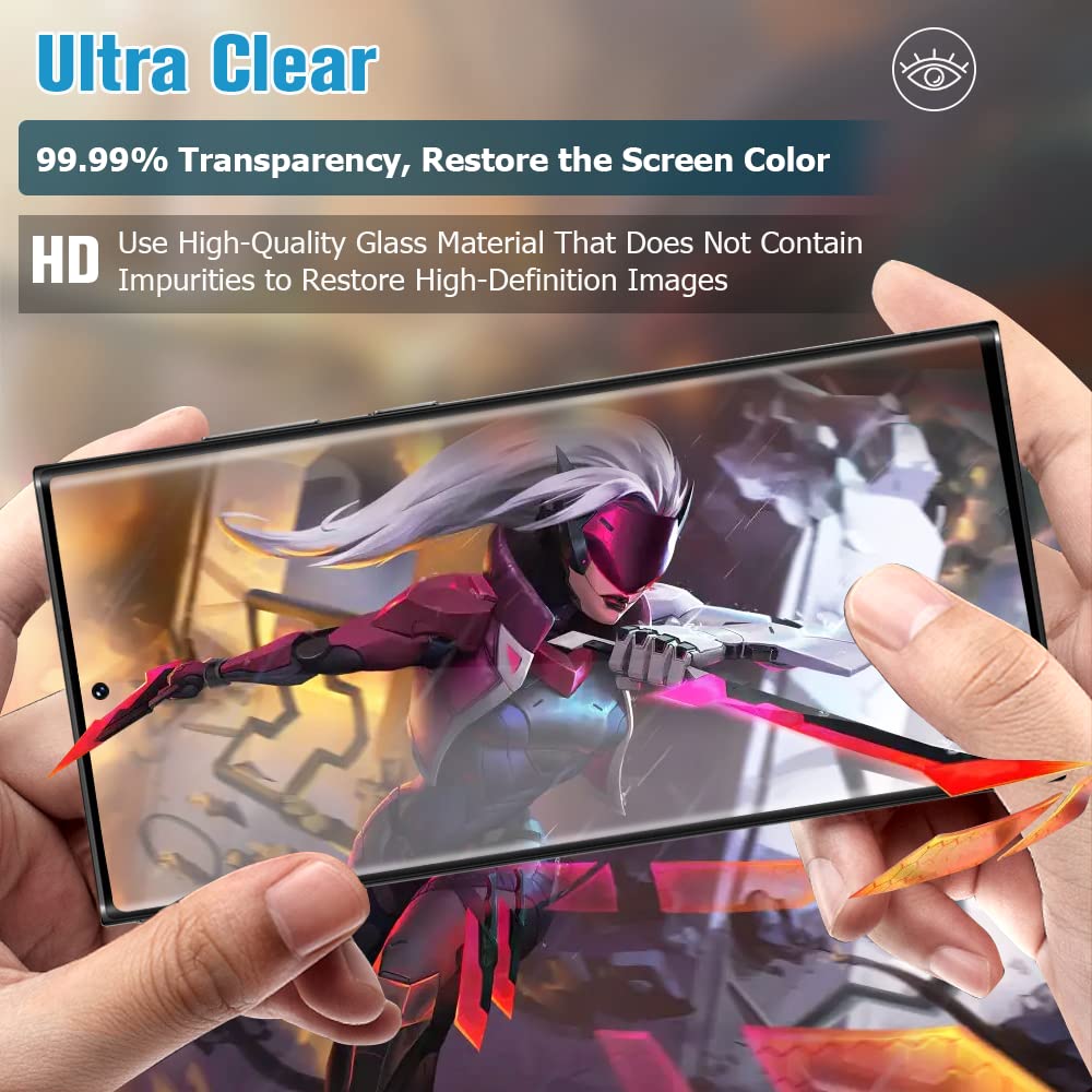 [2+2 Pack] Galaxy S22 Ultra Glass Screen Protector and Camera Lens Protector, 9H Tempered Glass, Fingerprint Unlock, HD Clear, Case Friendly for Samsung Galaxy S22 Ultra Screen Protector (6.8 Inch)