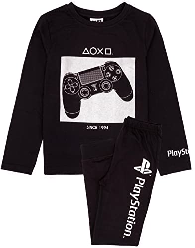 PlayStation Pajamas Boys Kids Long Sleeve Black Controller T Shirt Bottoms 7-8 years