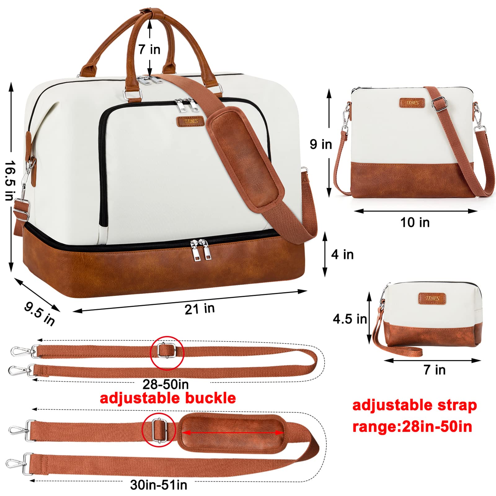 Travel Weekender Bag for Women, Overnight Bag with Shoe Compartment Oversized Travel Duffel Bag Carry On Tote 21"