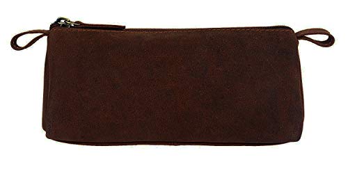 Genuine Leather Pencil Roll Case/Pouch Pen Holder Organizer Brushes Ruler Stationary Gift for Students Artist Painter & Writer String Closure Vintage