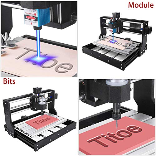 2 in 1 5500mW Engraver CNC 3018 Pro Engraving Machine, GRBLControl PCB PVC Wood Router CNC 3 Axis Milling Machine with Offline Controller and ER11 and 5mm Extension Rod