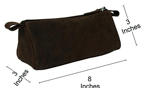 Genuine Leather Pencil Roll Case/Pouch Pen Holder Organizer Brushes Ruler Stationary Gift for Students Artist Painter & Writer String Closure Vintage