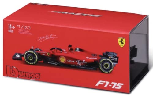 Bburago - 1/43 Scale Model Compatible with Ferrari Replica Miniature Model Compatible with Scuderia Replica Miniature F1-75 # 16 Compatible with Charles Leclerc Replica Miniature Model 2022 Racing