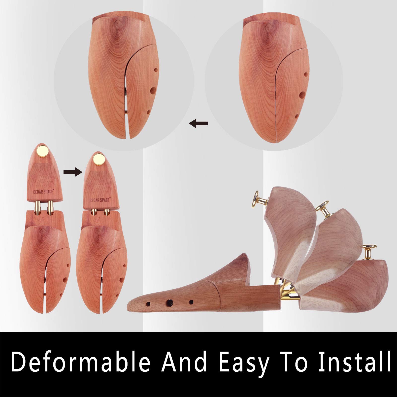 Cedar Space Cedar Shoe Trees for Men, 7.5-14 Sizes Cedar Shoe Trees, 2 Pairs Wooden Shoe Stretcher Tree, 2 Pairs, CS42 -US Size Men9