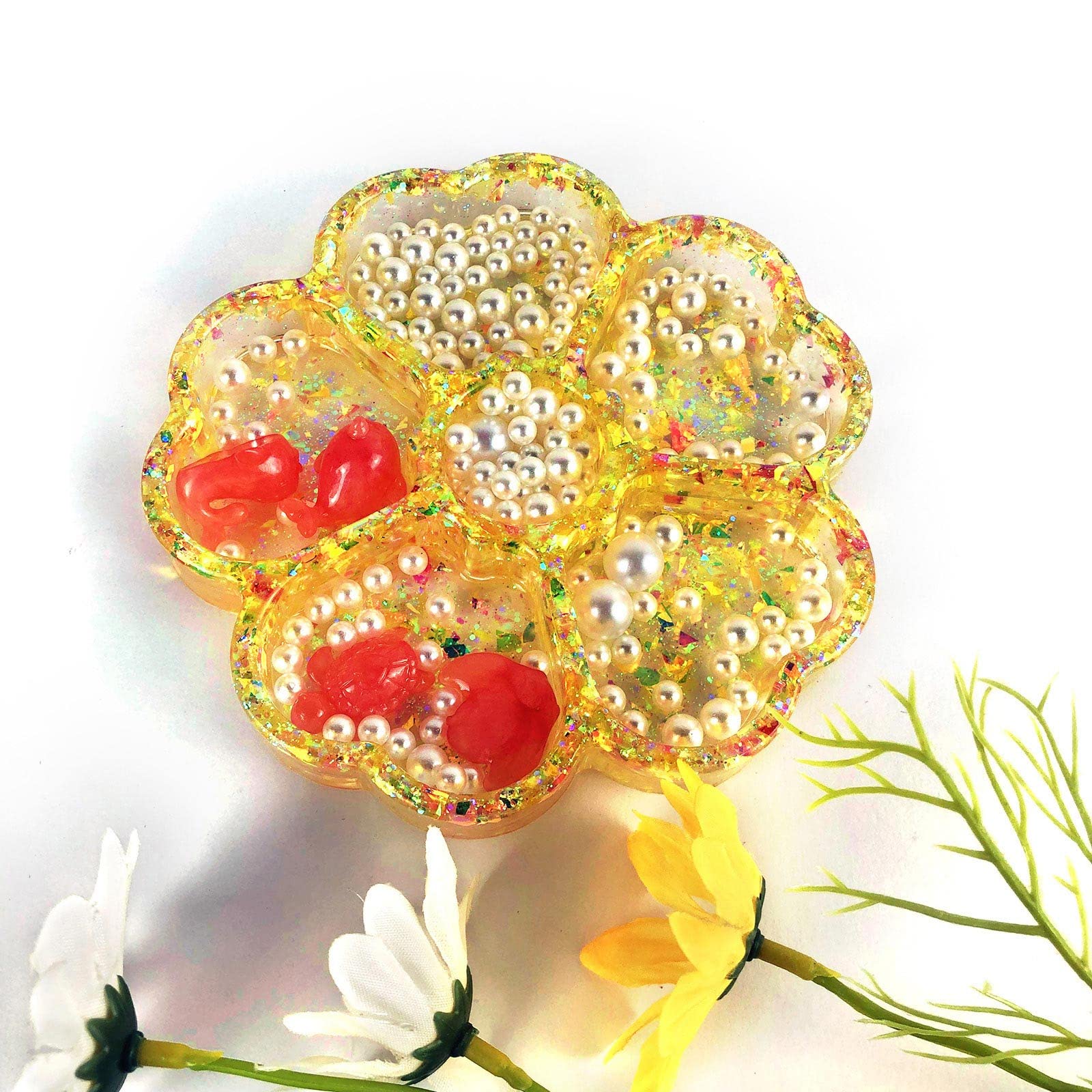 4 PCS Jewelry Tray Resin Mold,Flower Heart Fish Owl Tray Silicone Mold,Jewelry Storage Box Resin Casting Mold for DIY Epoxy Crafts