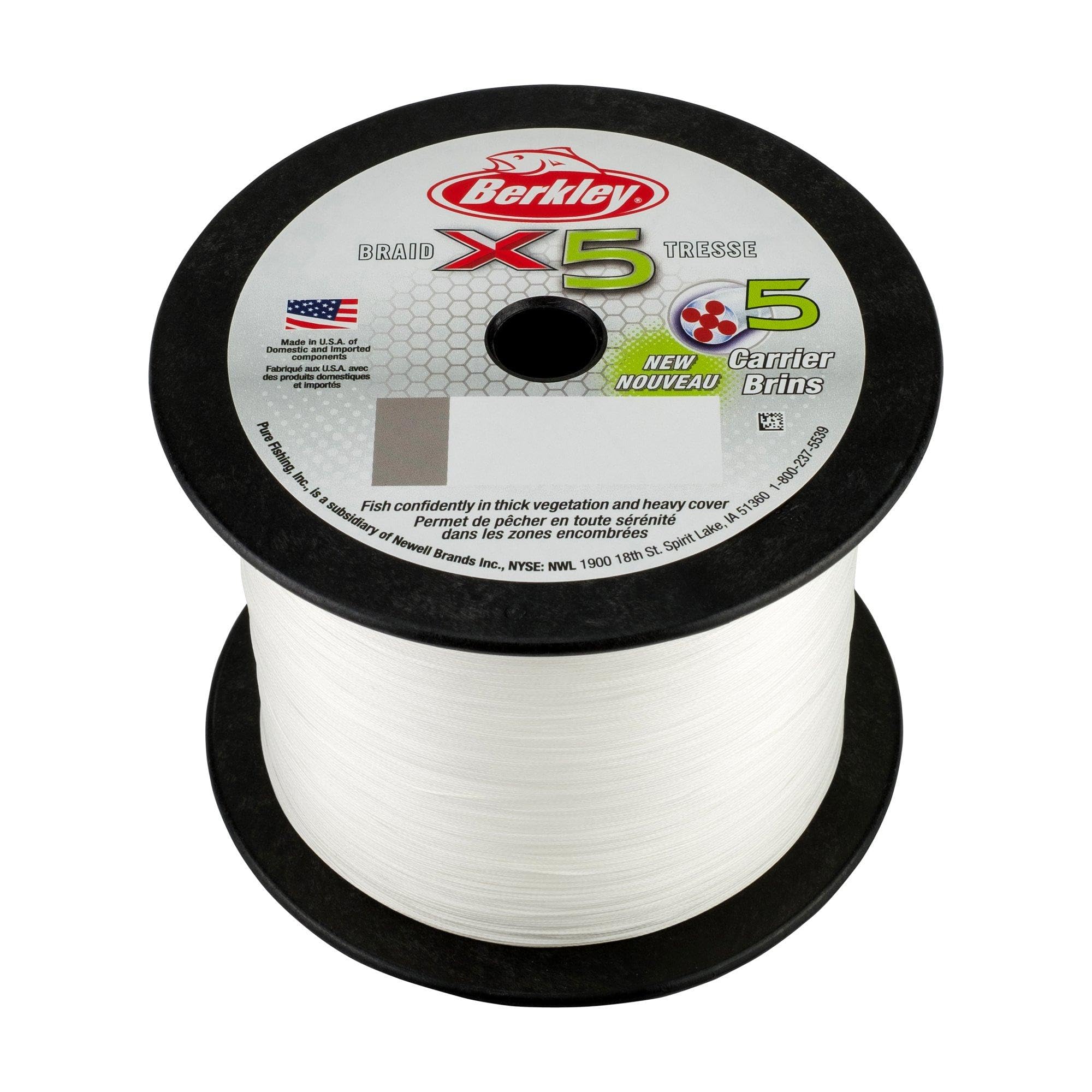 Berkley x5 Braid Superline, Crystal, 10-Pound Break Strength, 328yd Fishing Line, Suitable for Freshwater and Saltwater Environments, Low-Vis Green